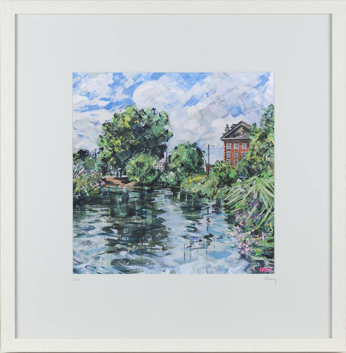 Barnes Pond Print 50x50cm limited edition print framed by Nadia Day ...