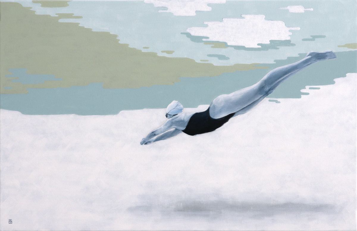 Jumping off a rock by Ana Patitú | Buy Art Online | Rise Art