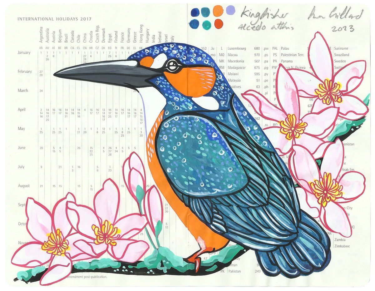 Kingfisher and Clematis by Fran Giffard | Buy Art Online | Rise Art