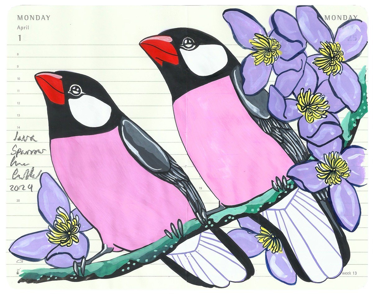 Little Java Sparrows par Fran Giffard | Acheter de l'art en ligne ...
