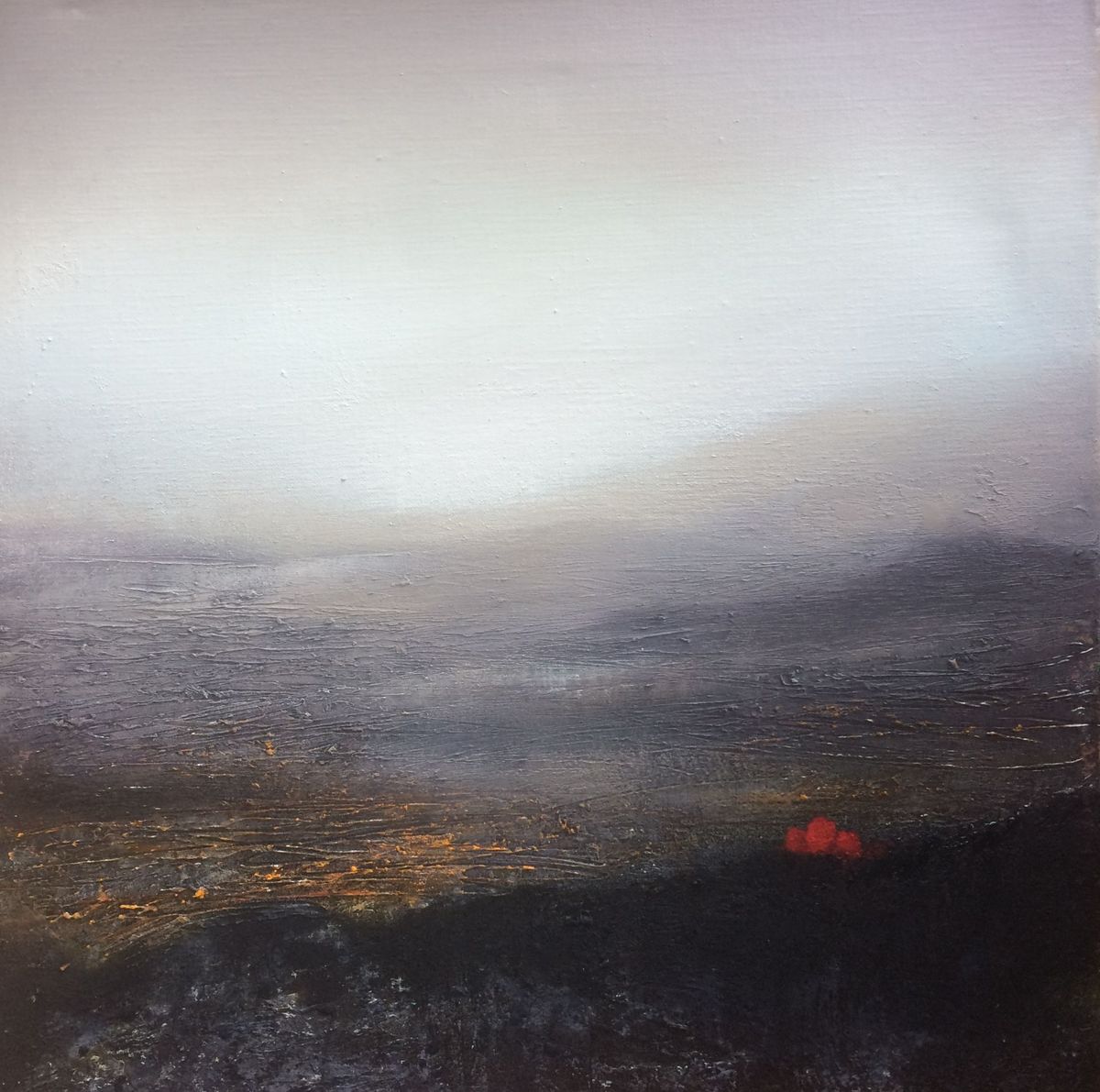 Trois arbres rouges dans les montagnes le soir 2 by Claire Jombart ...