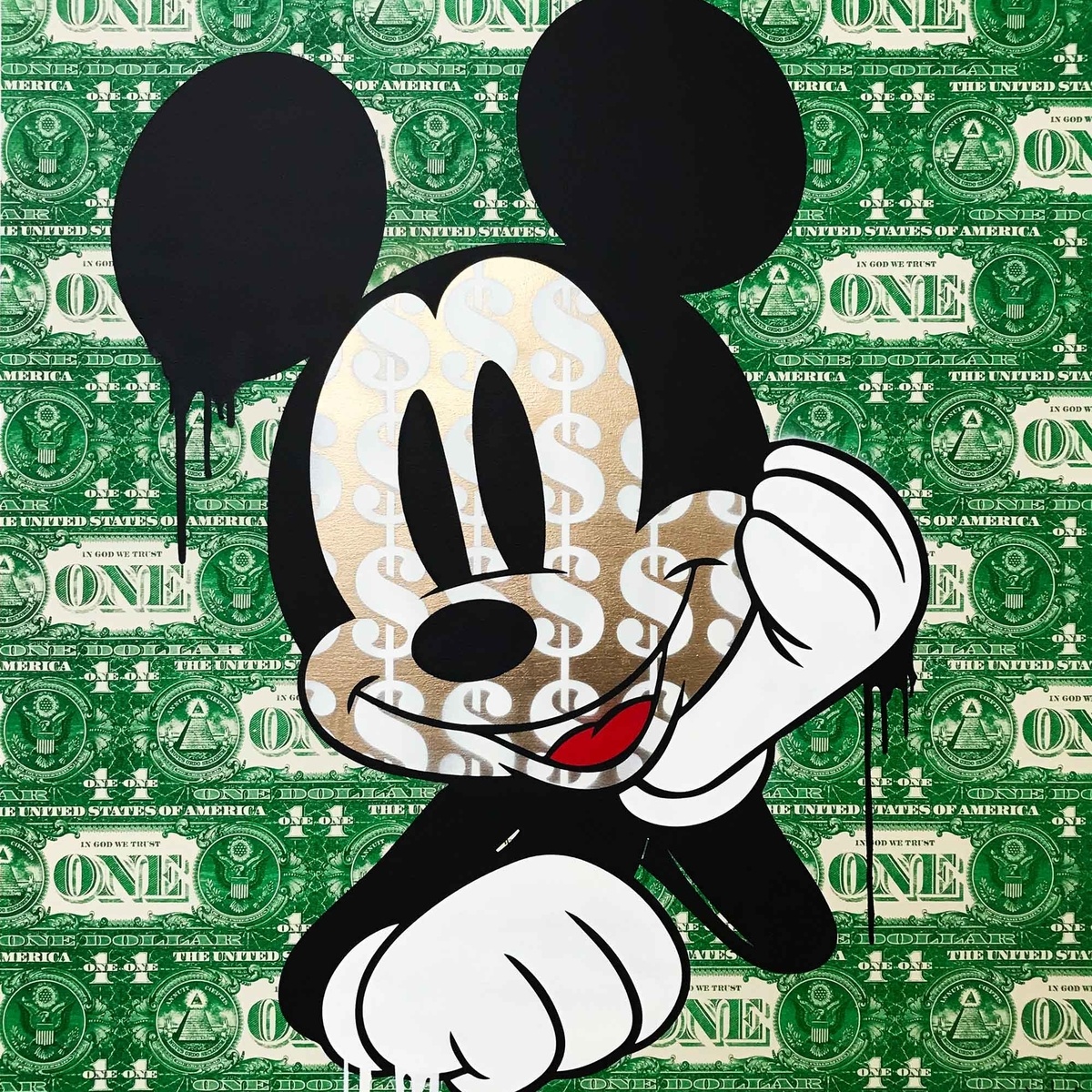 Mickey - Dollars + Sense - Gold by Ben Allen | Buy Art Online | Rise Art