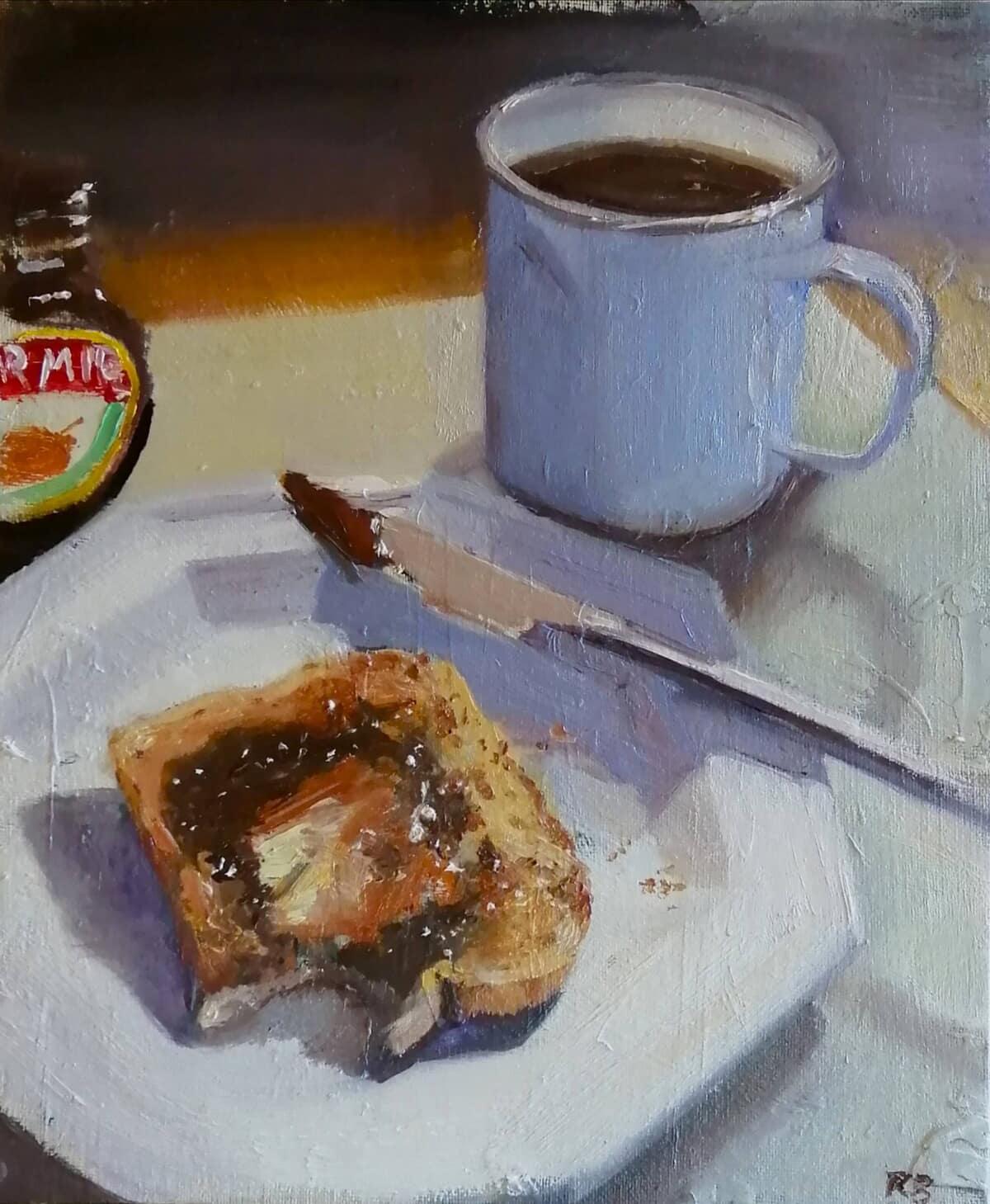 Marmite, toast and black coffee by Rosemary Burn | Buy Art Online ...