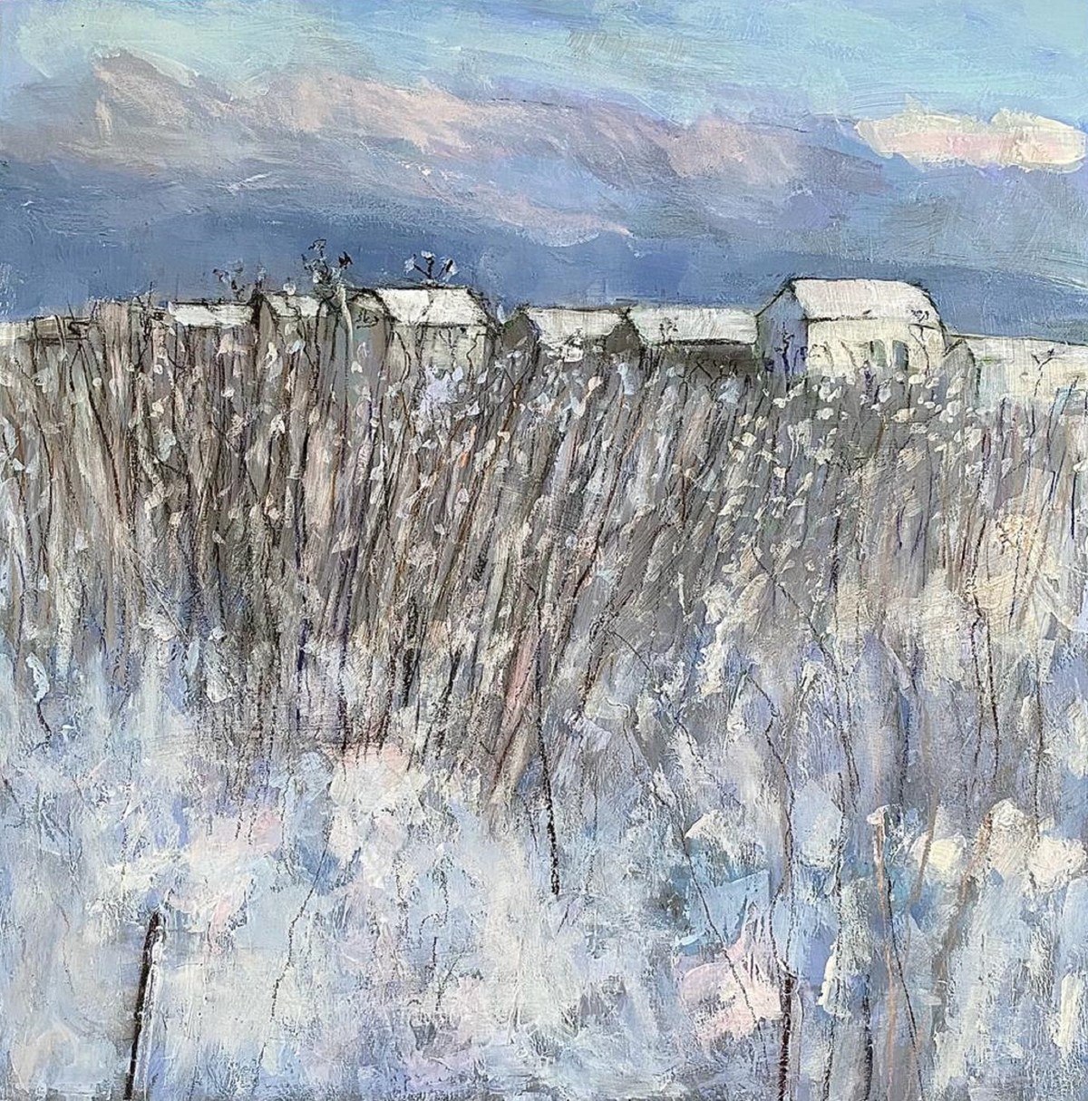 Snowy Beach Huts by Nikki Wheeler | Buy Art Online | Rise Art