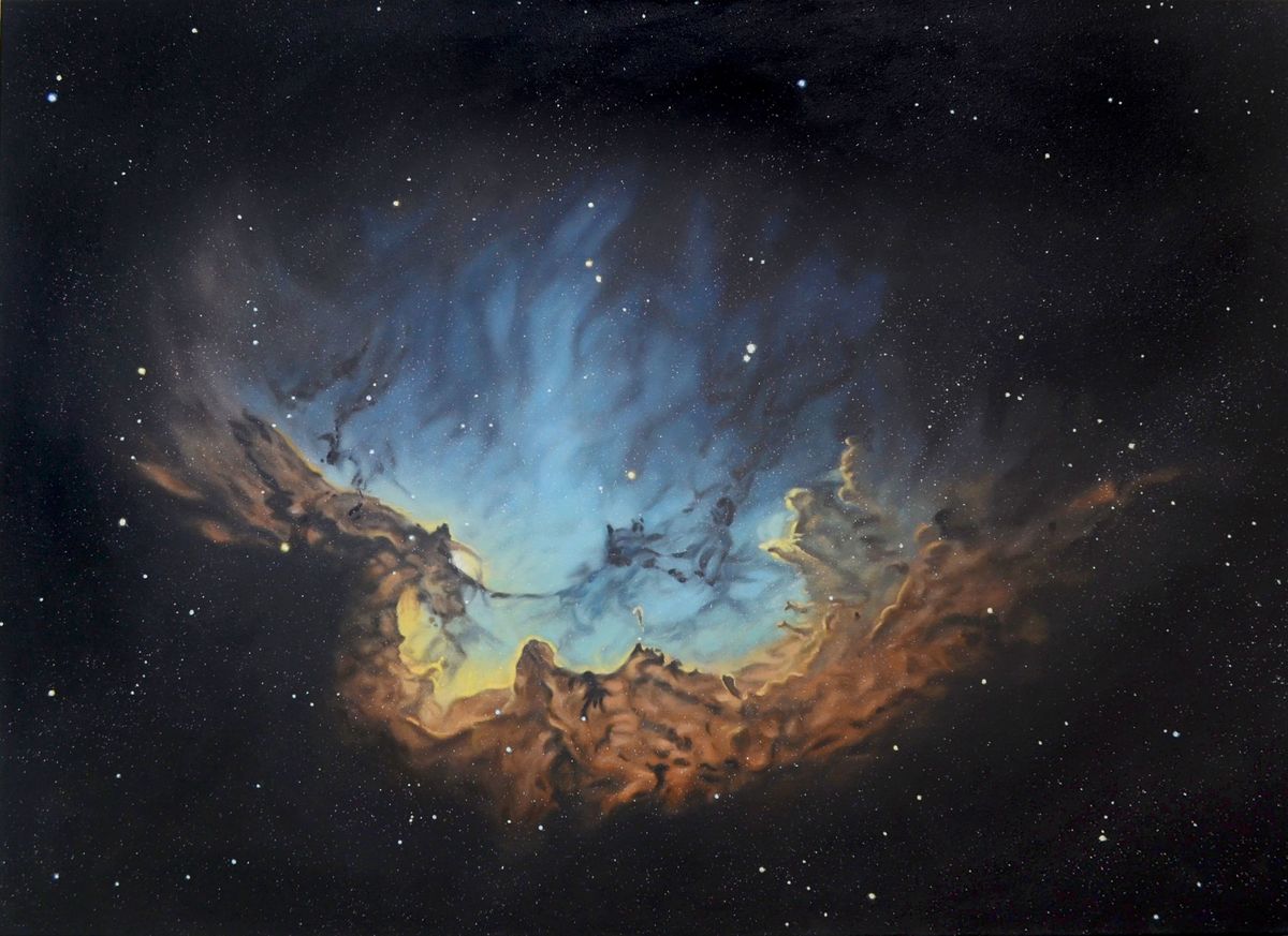 Wizard Nebula (Painted with material from meteorites by Mark Castle ...