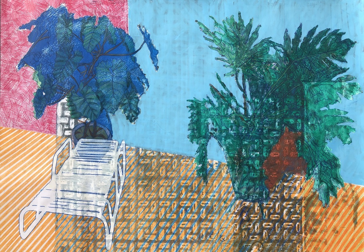 EH-Two houseplants and a chair by Renata Fernandez | Buy Art Online ...