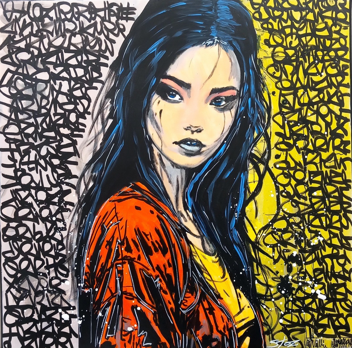 the girl in the graffiti wall par Stoz | Acheter de l'art en ligne ...