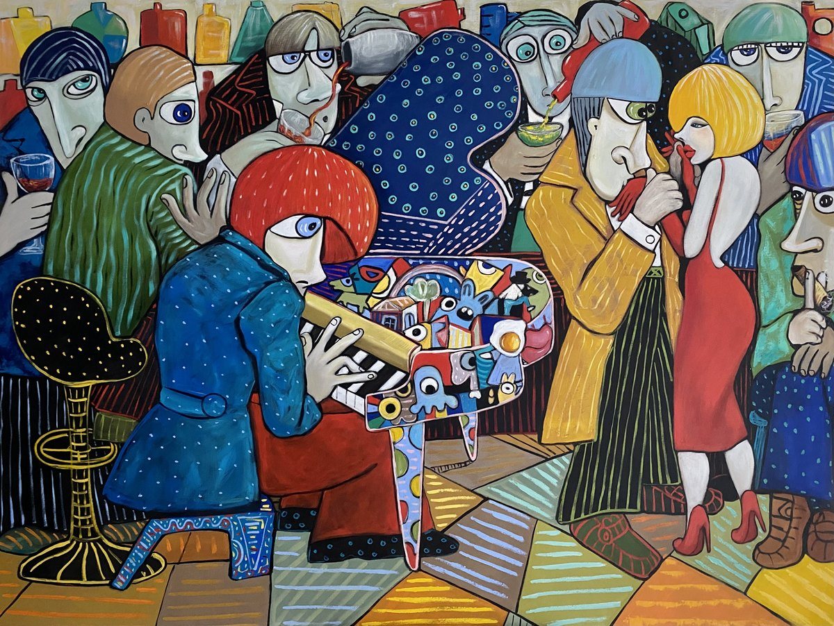 Lady in red dancing par Ta Byrne | Acheter de l'art en ligne | Rise Art