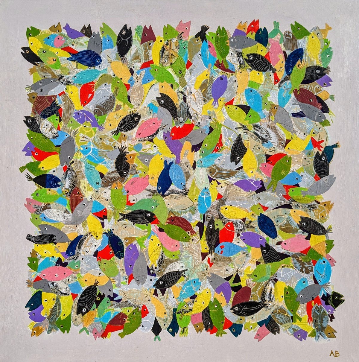 Grand carré de poissons by Aude Billerot | Buy Art Online | Rise Art