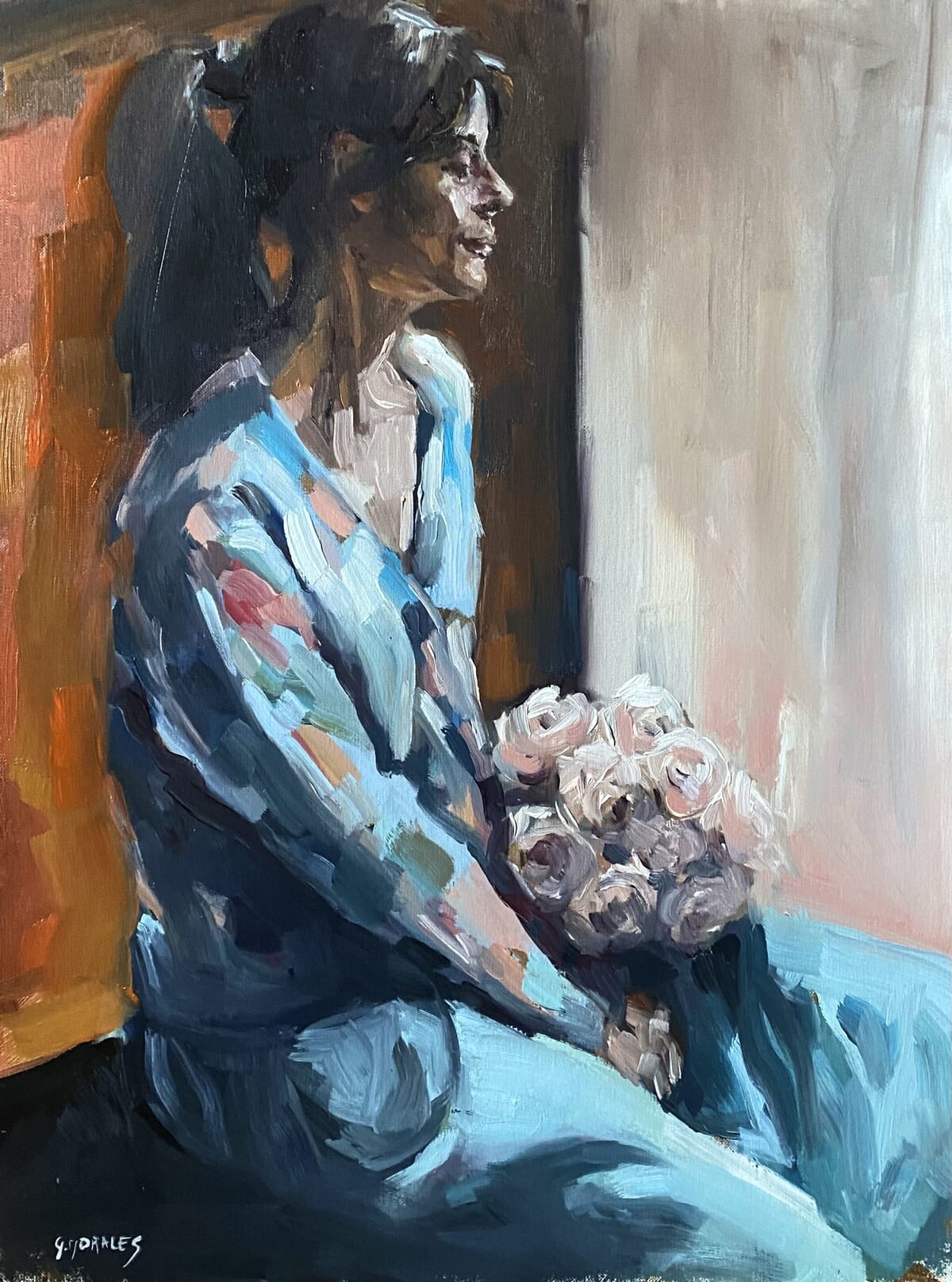 À sa fenêtre von Géraldine Morales | Kunst online kaufen | Rise Art