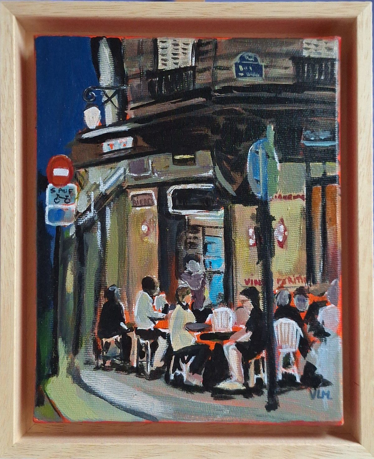 Le Marais at night-parisian café (encadré) von Valérie LE MEUR | Kunst ...