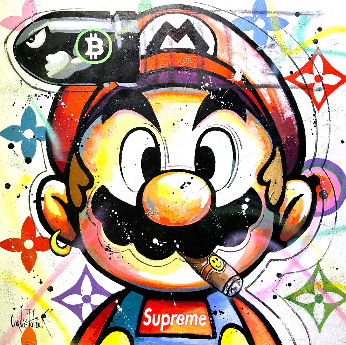 Mario loves cigars and Bitcoins par Patrick Cornée | Acheter de l'art ...