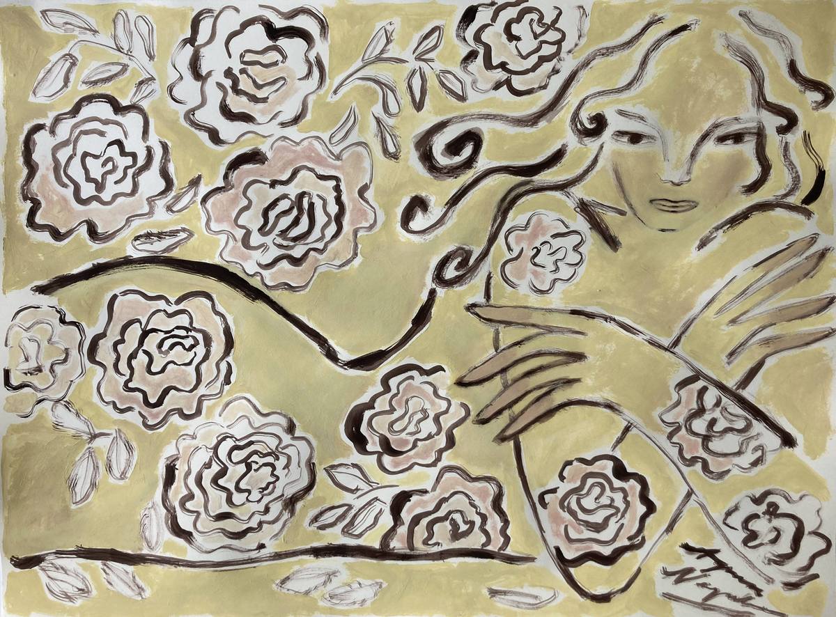Reclining Garden Spirit in Roses by Agnese Negriba | Buy Art Online ...