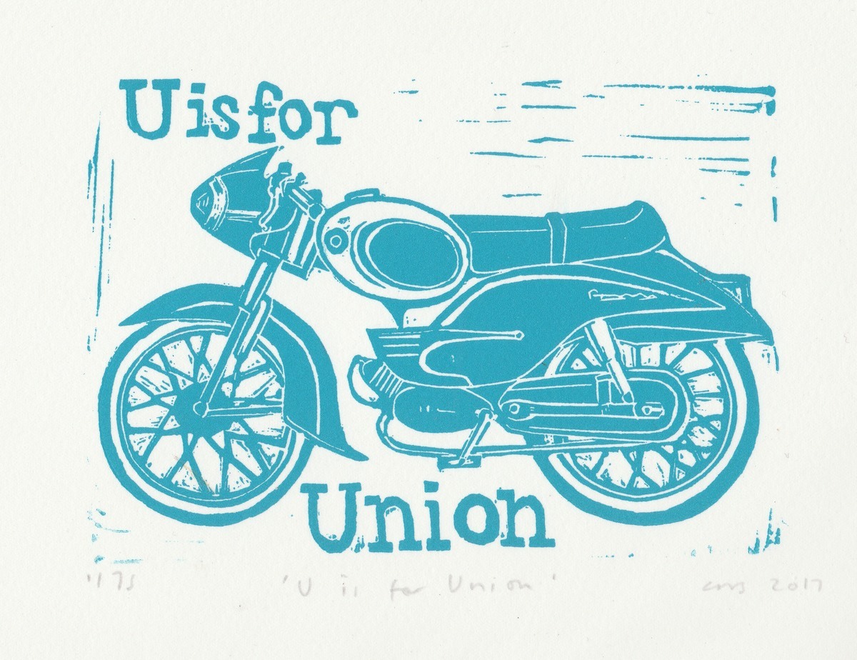 U is for Union motorcycle par caroline nuttall-smith | Acheter de l'art ...