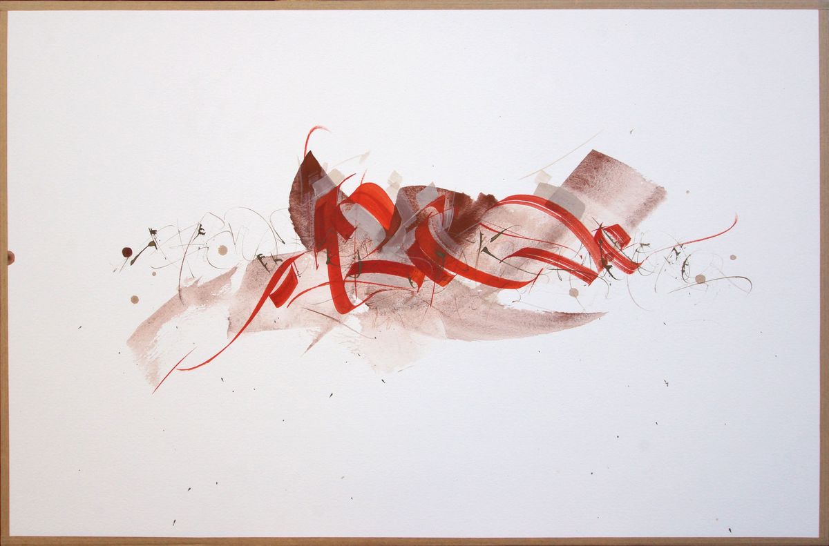 Cursive en rouge von Julien Chazal | Kunst online kaufen | Rise Art