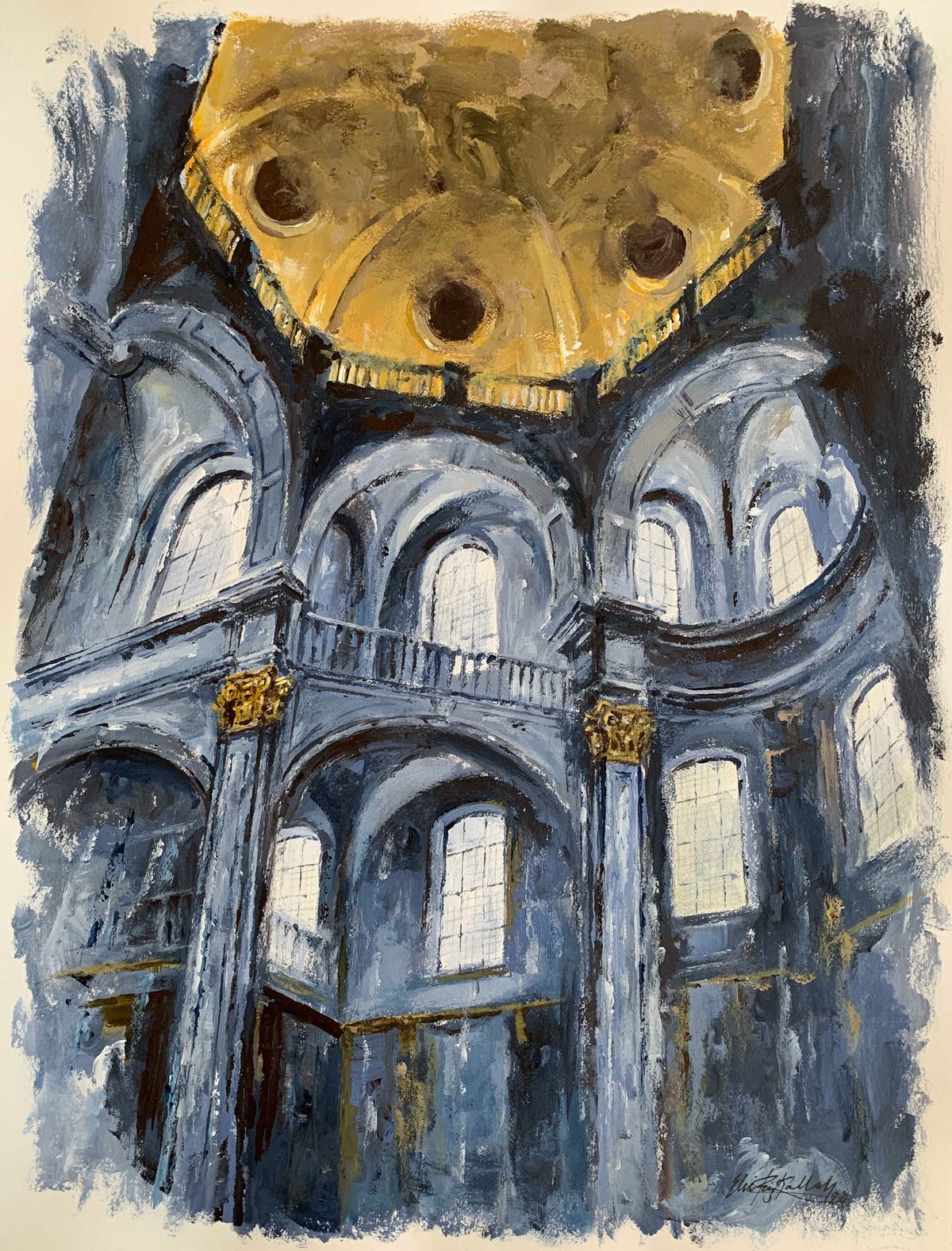 Voûte dorée d’une église à Bruxelles von Elie Rizkallah | Kunst online ...