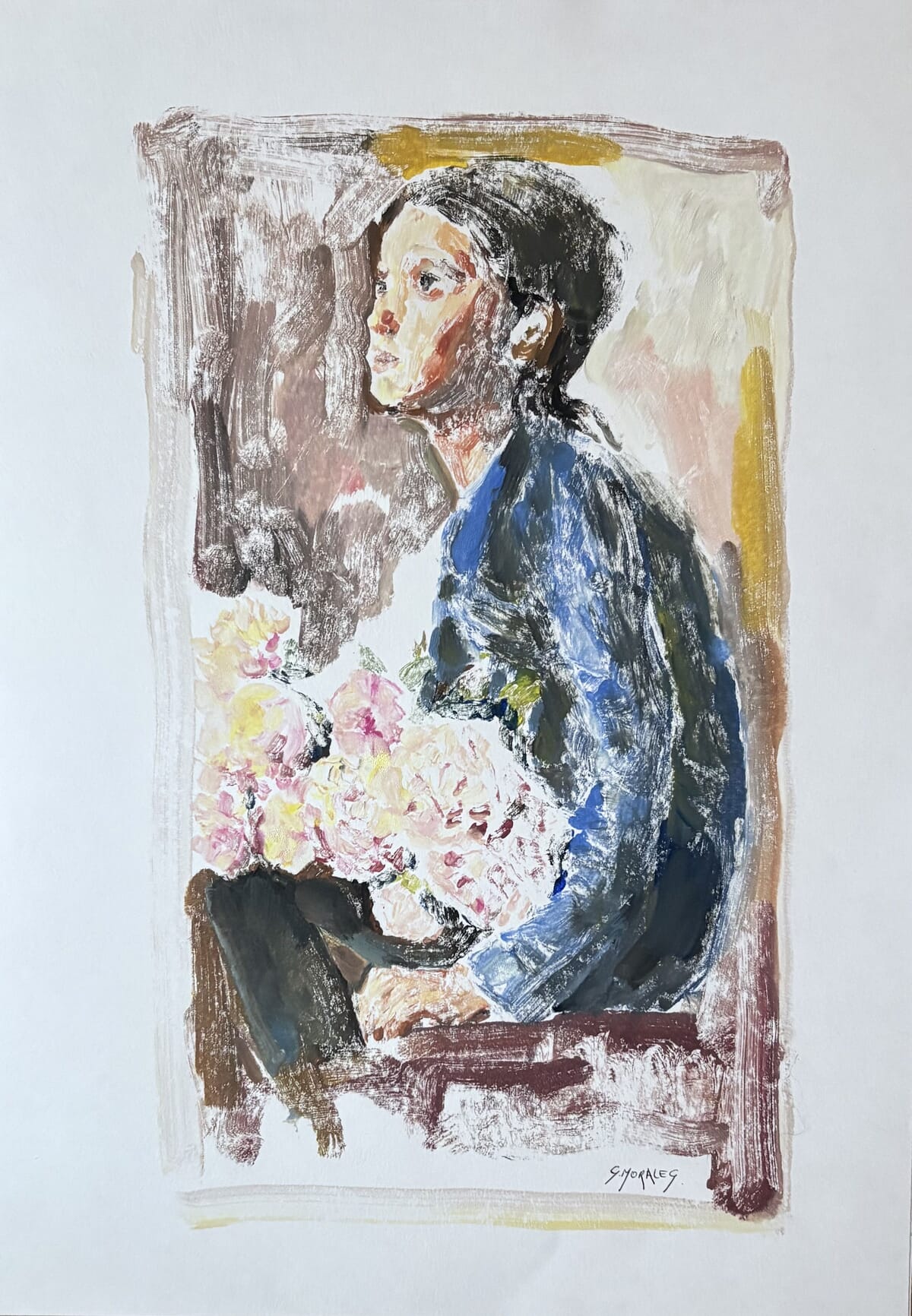 Monotype aux pivoines by Géraldine Morales | Buy Art Online | Rise Art