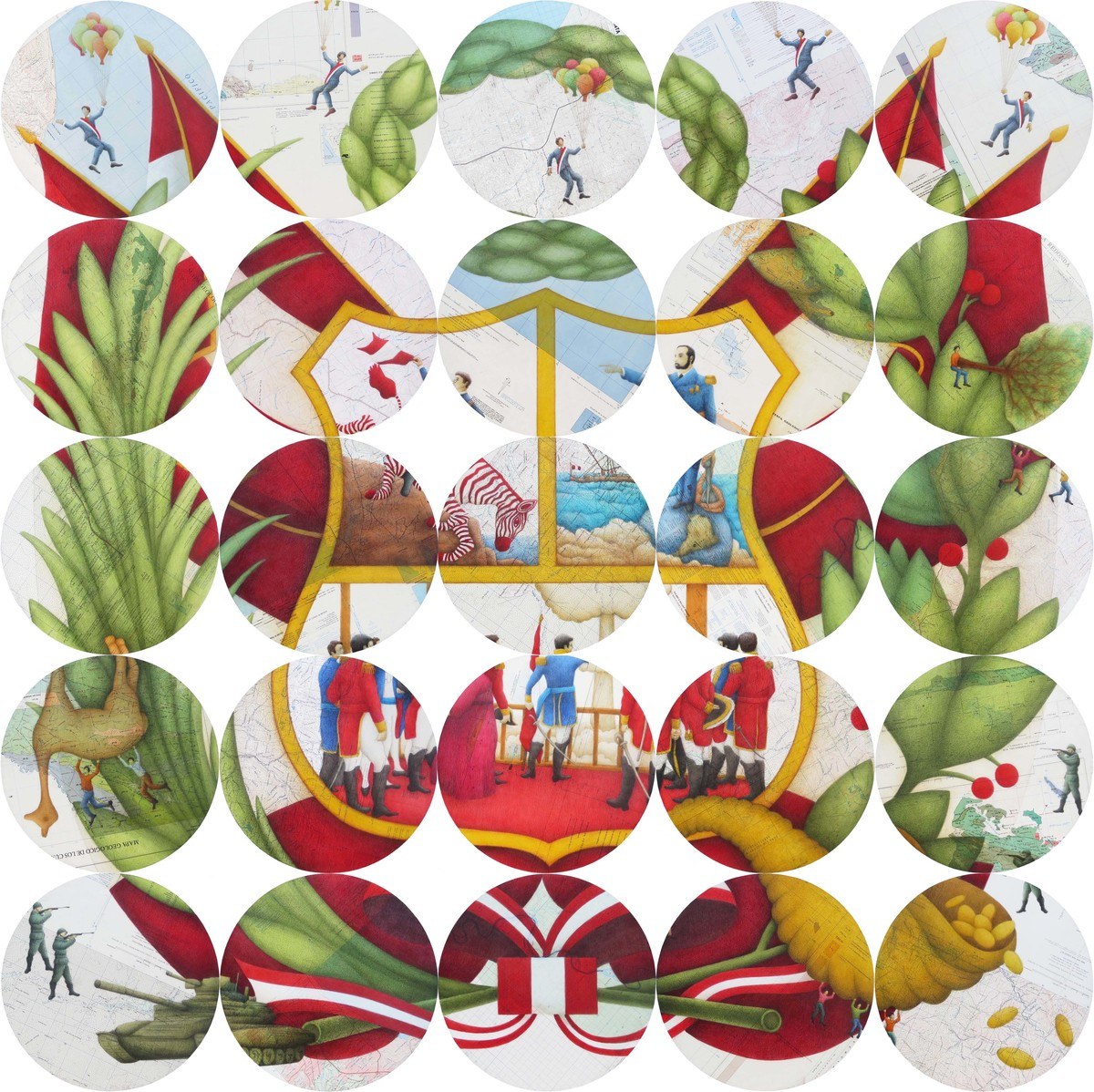 "Peruanismos" series (collage of 25 pieces with the history of Peru ...