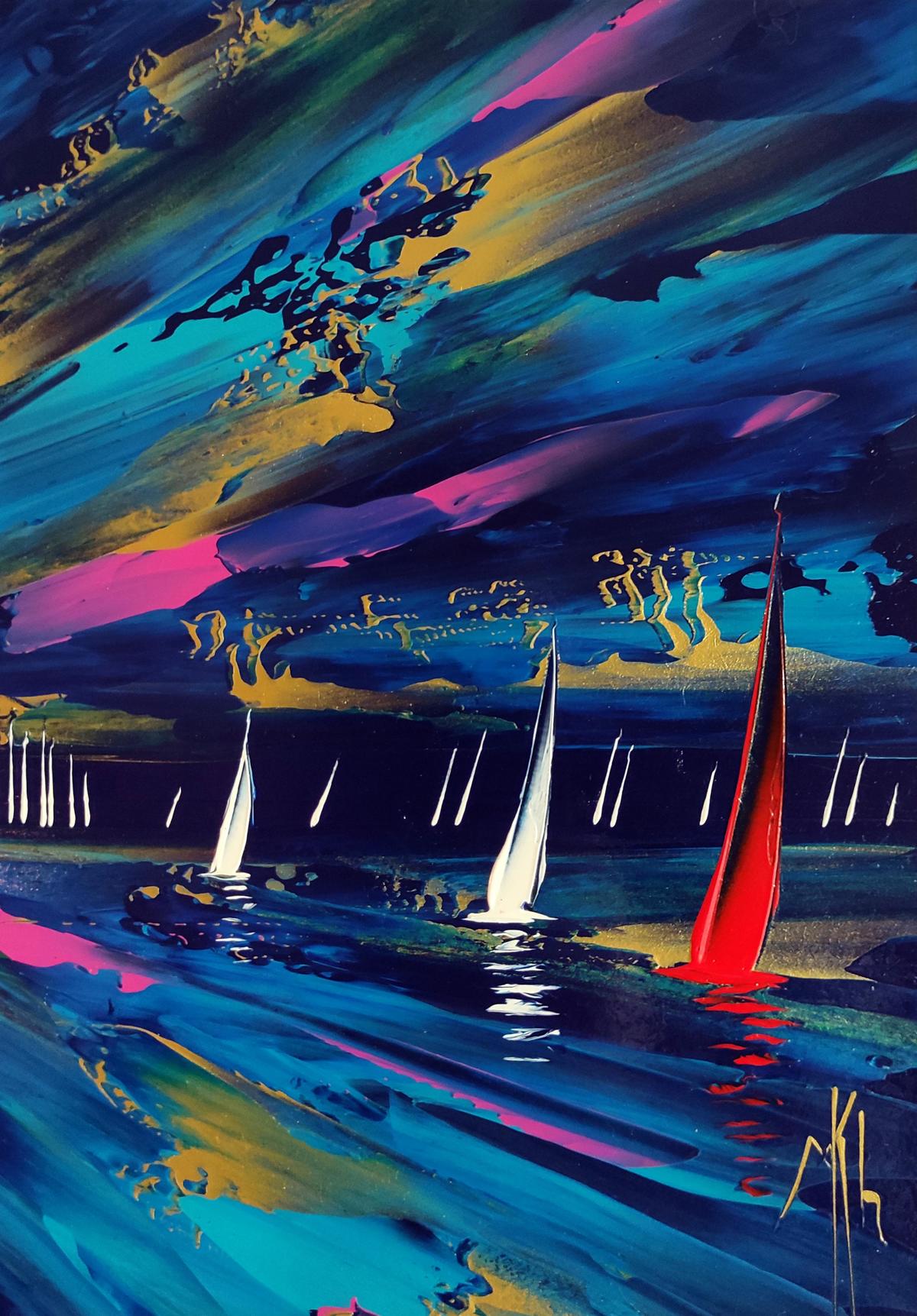 La voile rouge - Portrait 20x28 cm by Mikha | Buy Art Online | Rise Art