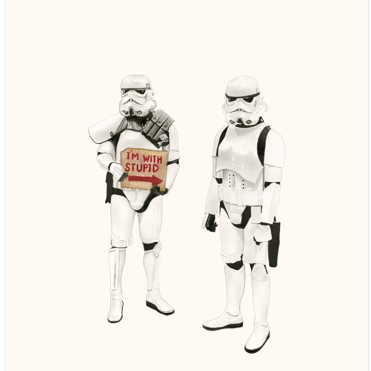 'I'm with stupid-Stormtroopers' by Zoe Moss | Buy Art Online | Rise Art