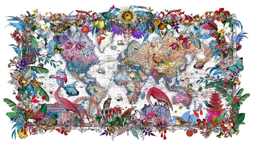 Gull Fiskar - World map 2017 (Large) by Kristjana S Williams | Buy Art ...