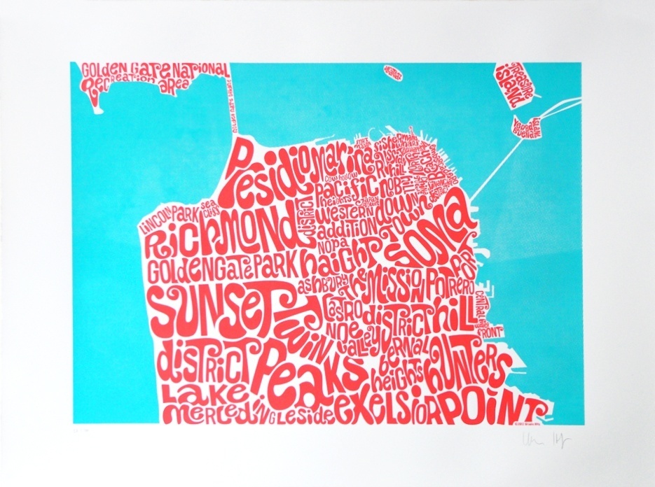 Map of San Francisco par Ursula Hitz | Acheter de l'art en ligne | Rise Art