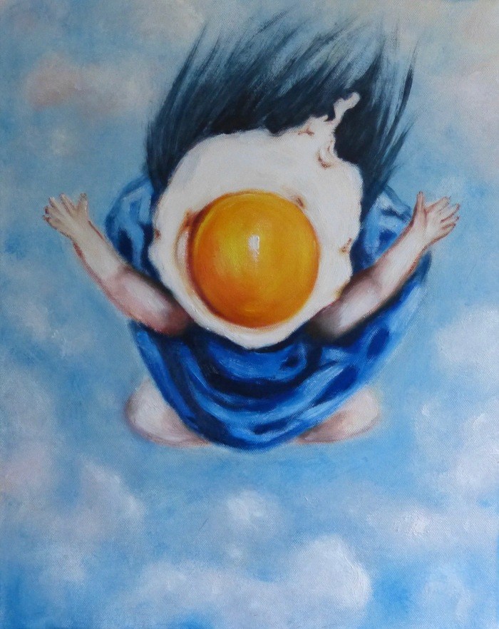 Egg girl flying high by Ta Byrne | Buy Art Online | Rise Art