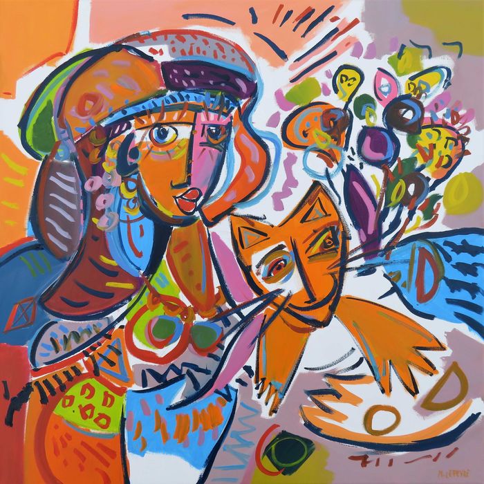 La femme et le chat par Michaël LEFEVRE | Acheter de l'art en ligne ...