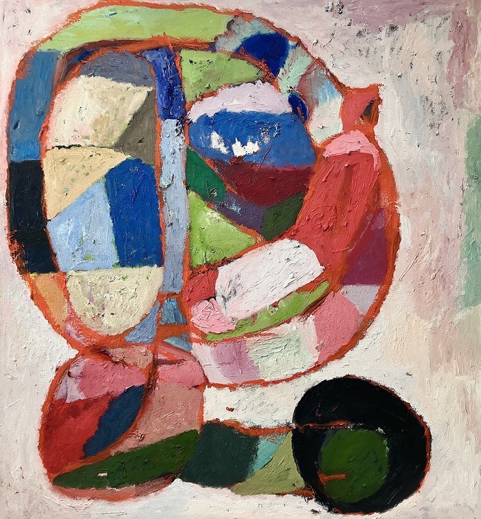Still life with dropped wine glass, sausage and two slices of bread by ...
