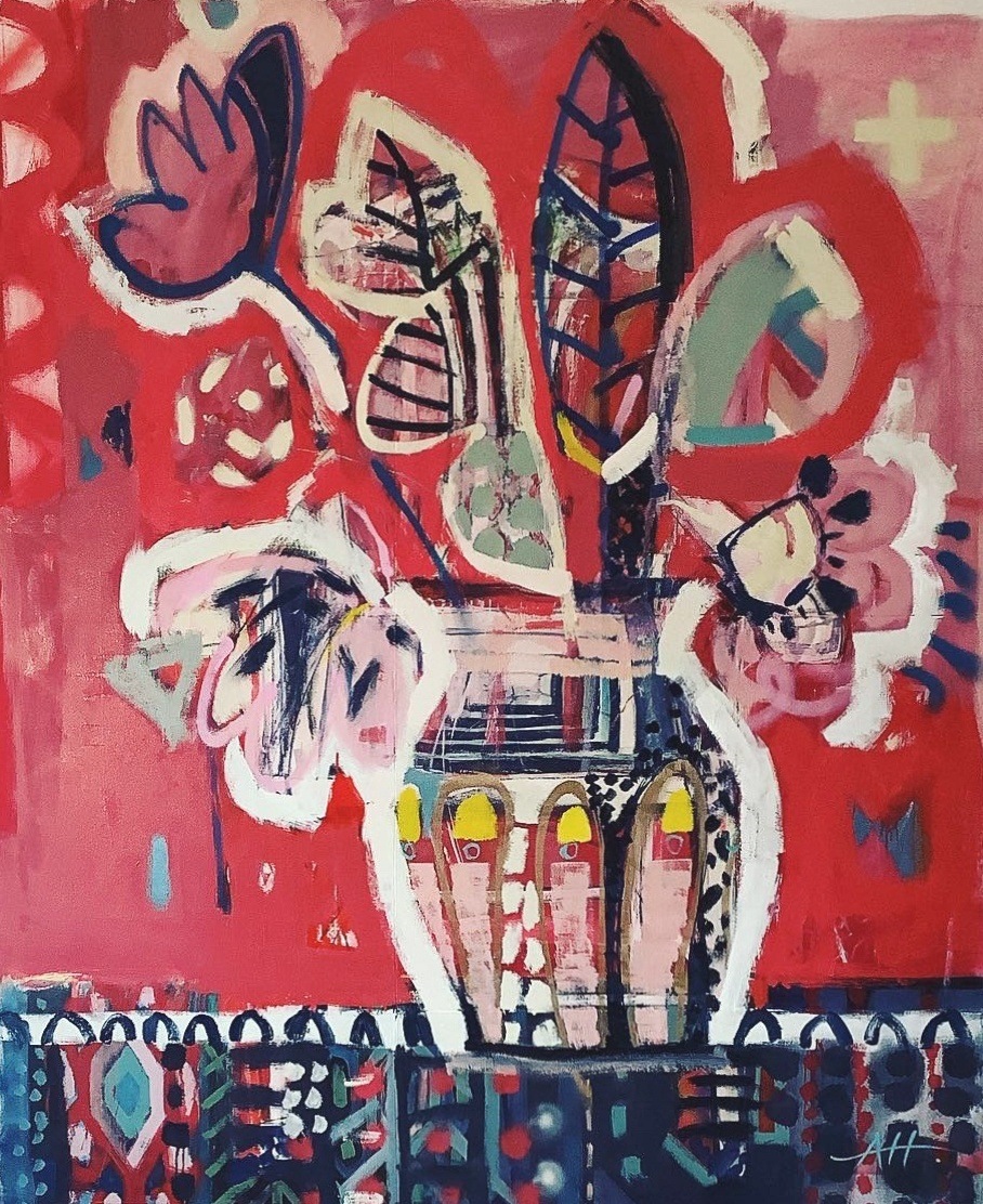 Flowers in a Red Room by Anna Hymas | Buy Art Online | Rise Art